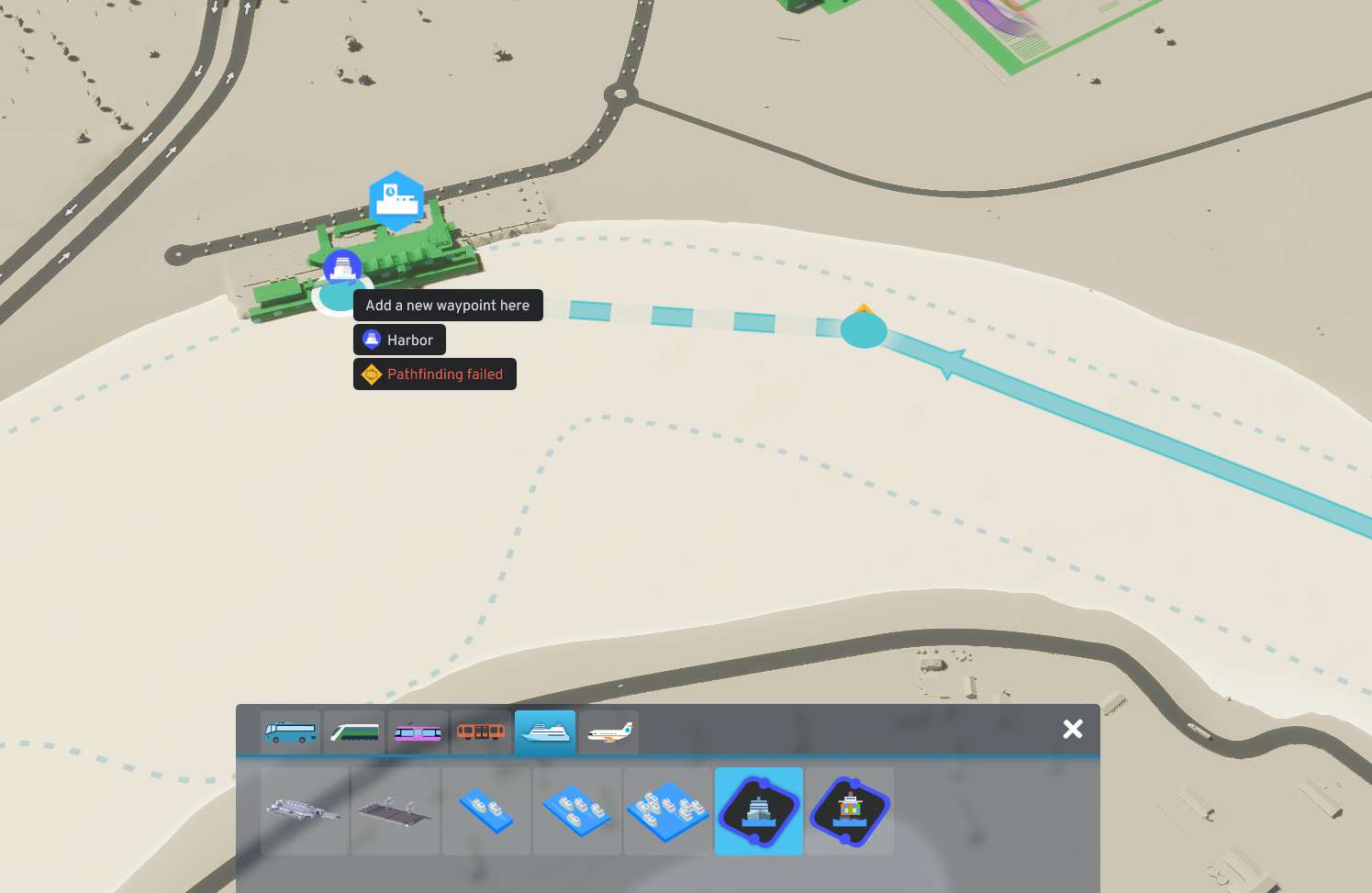 Pathfinding failed to and from Habor when creating Passenger Ship line | Paradox Interactive Forums